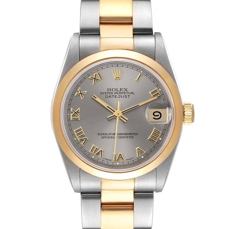 Rolex Datejust Midsize Steel Yellow Gold Silver Roman Dial Ladies Watch ...