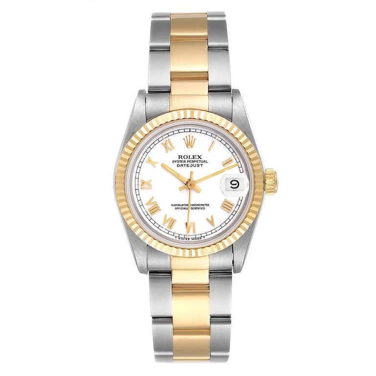 Rolex Datejust Midsize White Roman Dial Steel Yellow Gold Ladies Watch ...