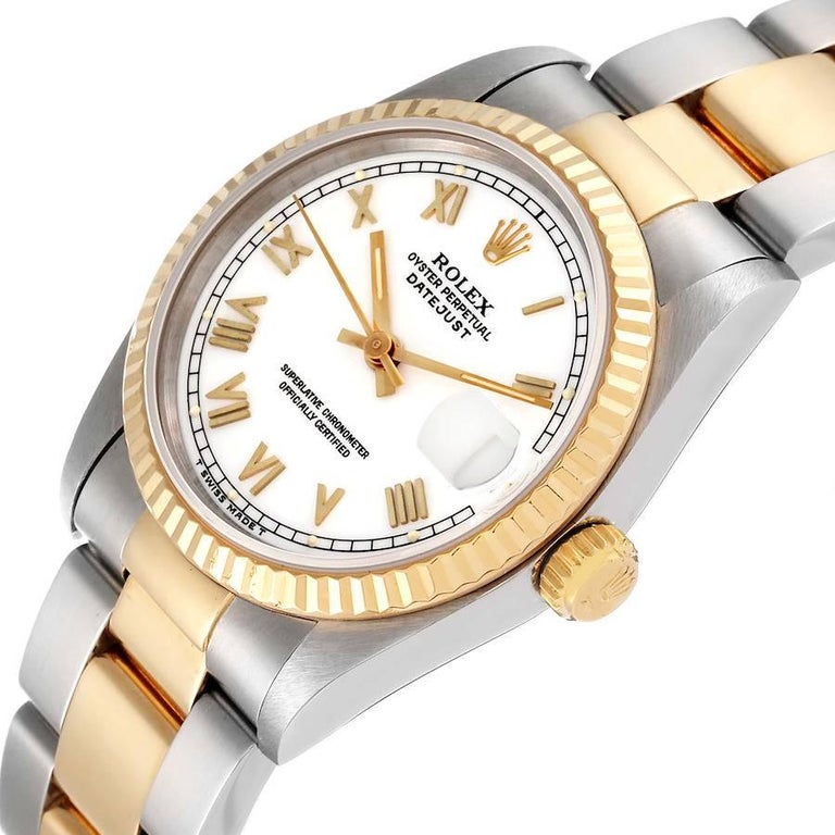 Rolex Datejust Midsize White Roman Dial Steel Yellow Gold Ladies Watch ...