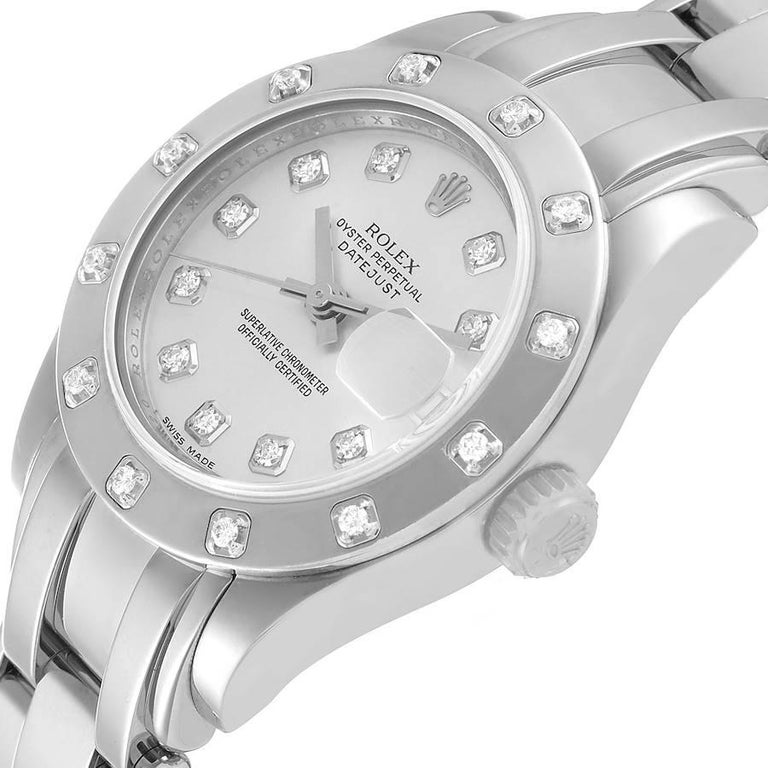 Rolex Datejust Pearlmaster White Gold Diamond Ladies Watch 80319 Box ...