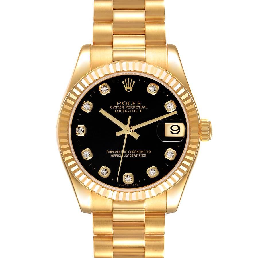 Rolex President Datejust Yellow Gold Diamond Dial Ladies Watch 69178 ...