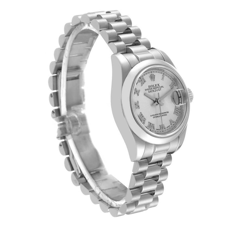 Rolex Datejust President Platinum Silver Dial Ladies Watch 179166 Box ...
