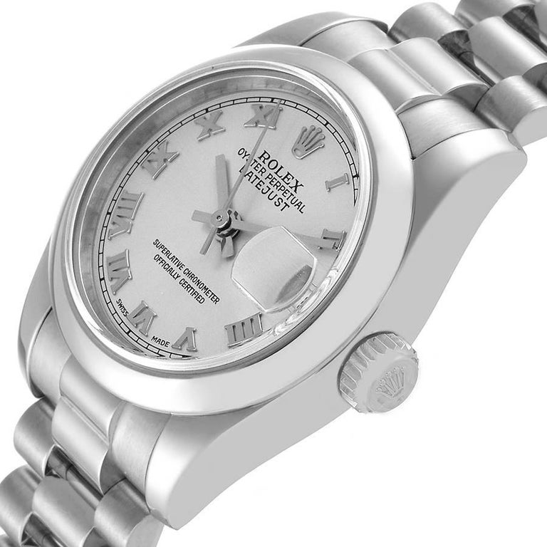 Rolex Datejust President Platinum Silver Dial Ladies Watch 179166 Box ...