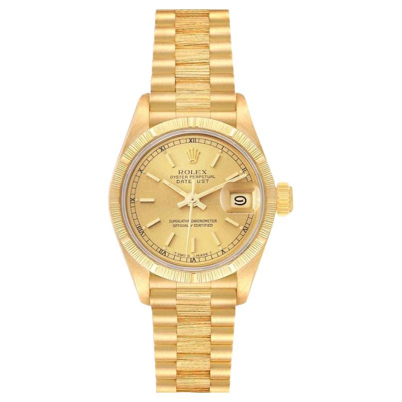 ROLEX Yellow Gold President Wristwatch with Bark-Finish Bezel and ...