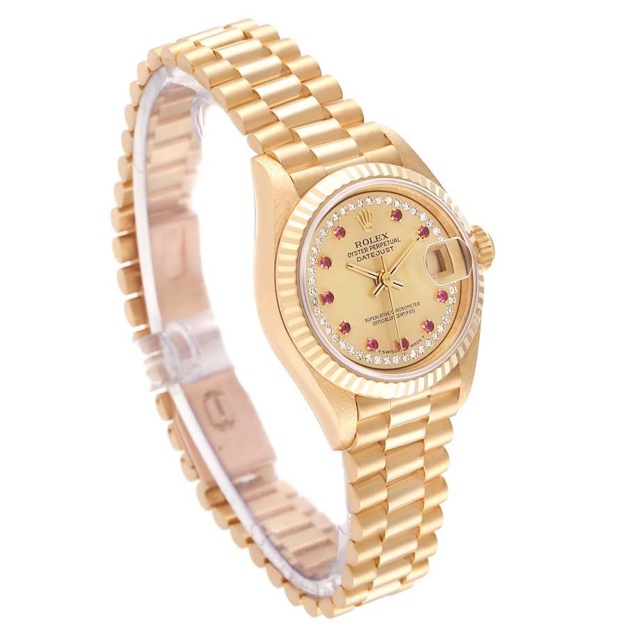 Rolex Datejust President Yellow Gold Diamond Ruby Ladies Watch 69178 at ...