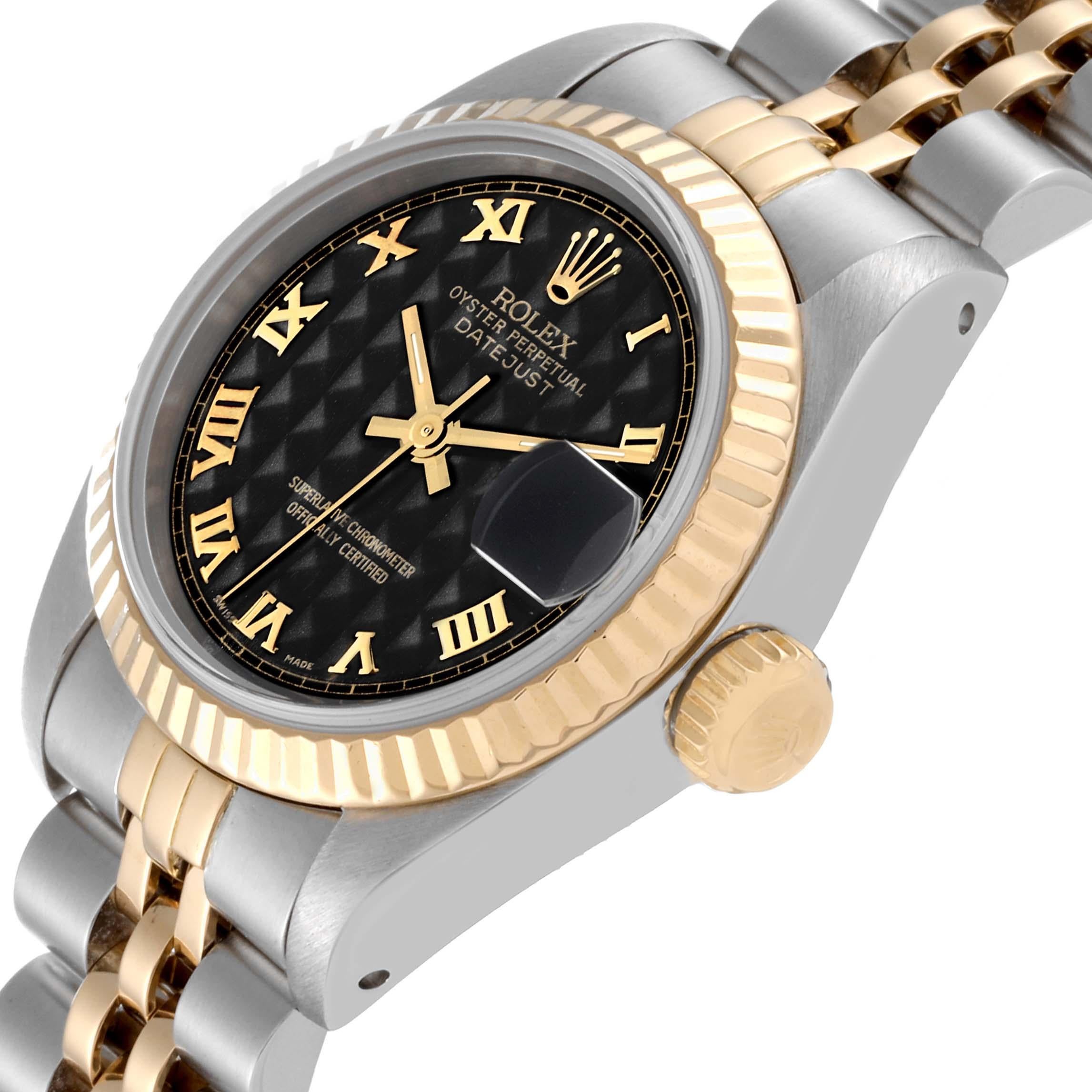 Rolex Datejust Pyramid Dial Steel Yellow Gold Ladies Watch 69173 Box ...