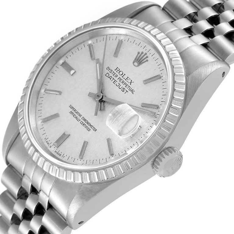 Rolex Datejust Silver Linen Dial Jubilee Bracelet Steel Mens Watch ...