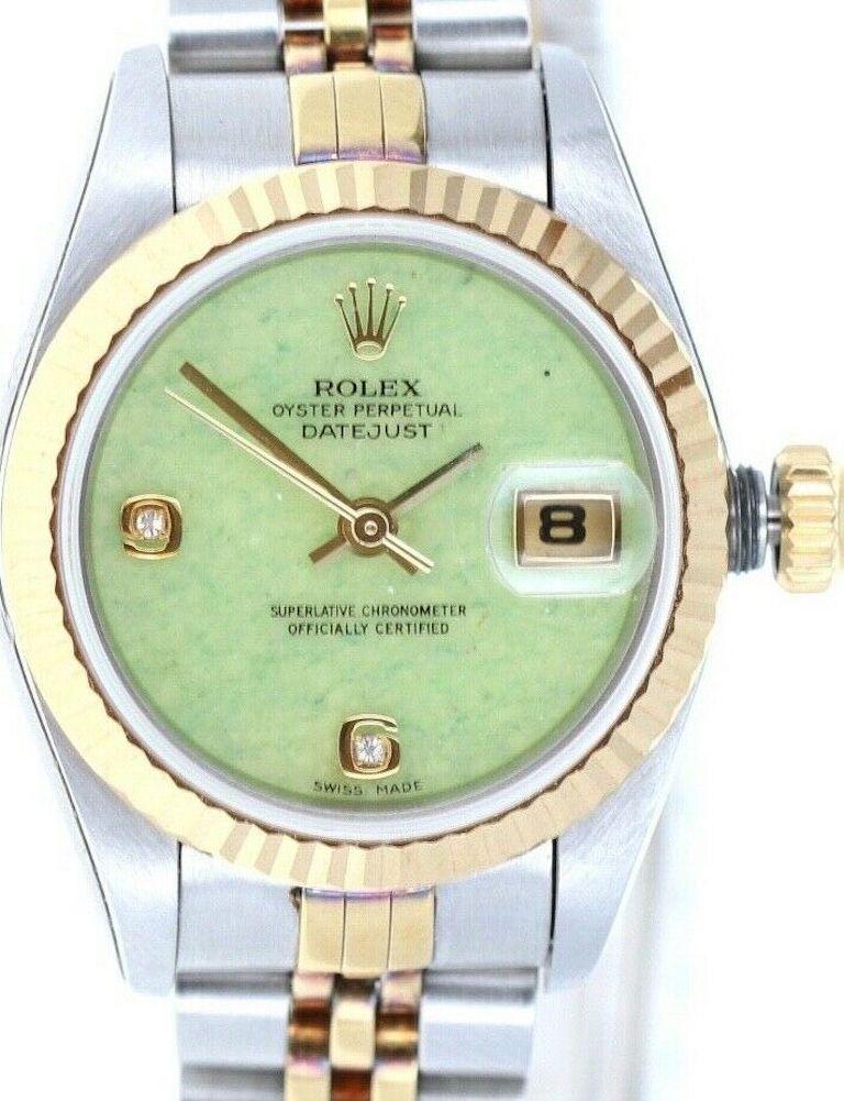 Rolex Datejust SS and 18k Gold Jadeite Diamond Dial Jubilee Bracelet ...