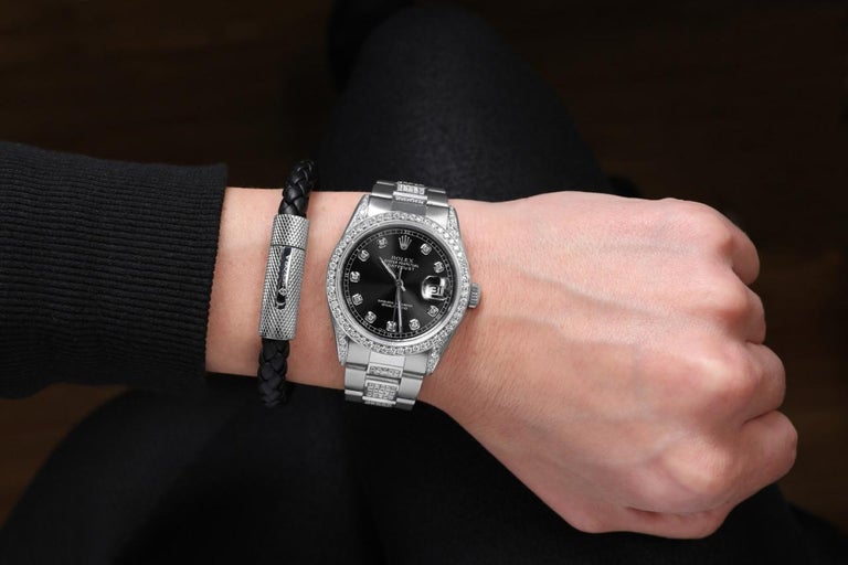 Rolex Datejust SS Black Track Diamond Bezel Lugs and Center Bracelet ...