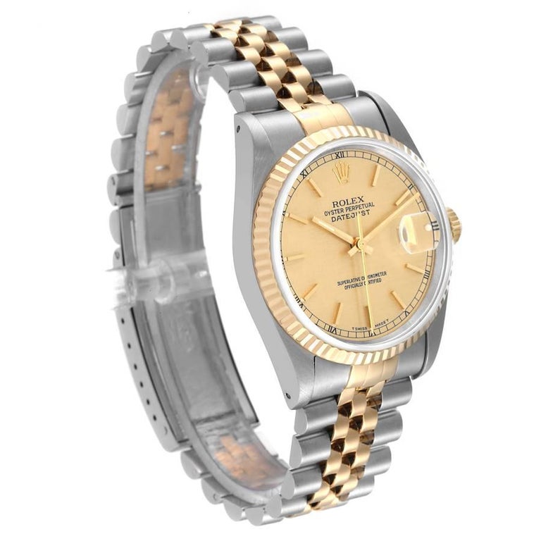 Rolex Datejust Stainless Steel Yellow Gold Mens Watch 16233 Box Papers ...