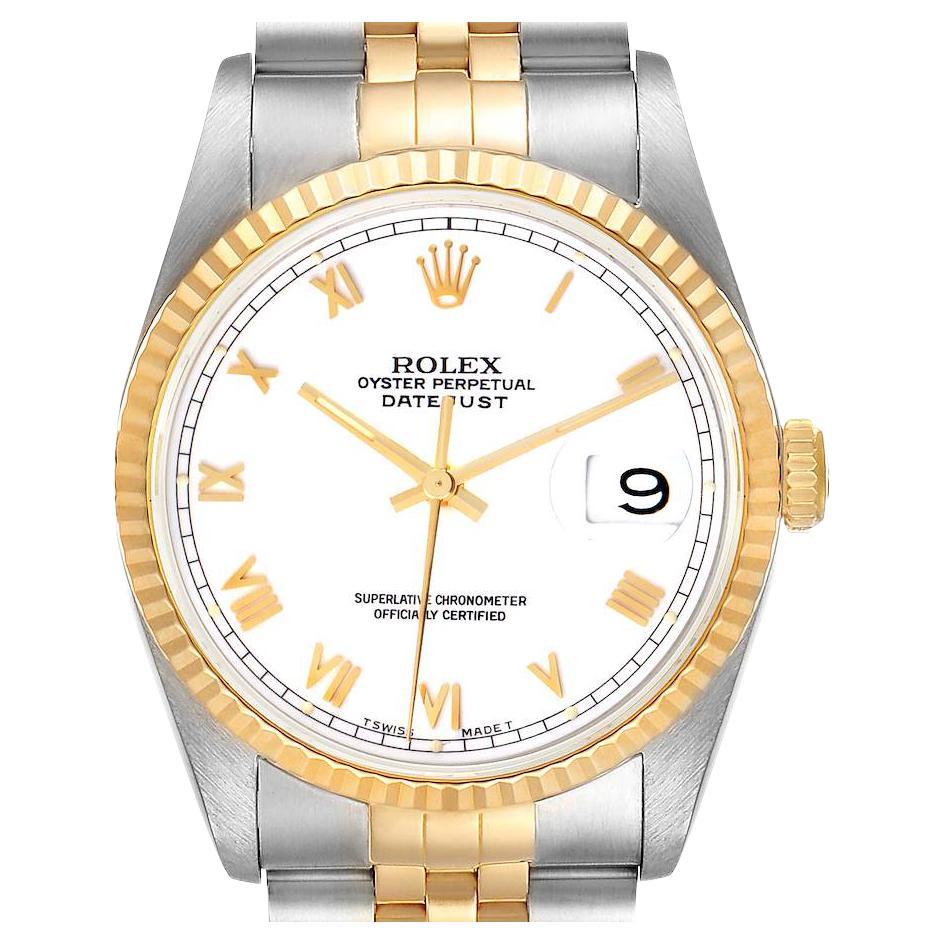 Rolex Datejust Steel Yellow Gold MOP Diamond Mens Watch 16233 Box ...