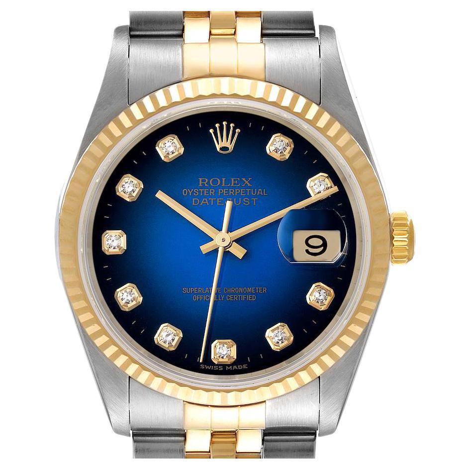 Rolex Datejust Steel Yellow Gold MOP Diamond Mens Watch 16233 Box ...