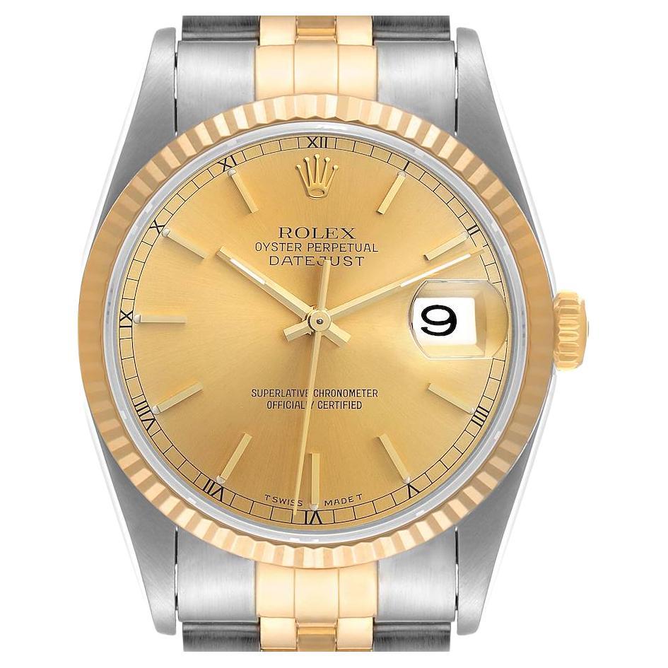 Rolex Datejust Steel Yellow Gold MOP Diamond Mens Watch 16233 Box ...