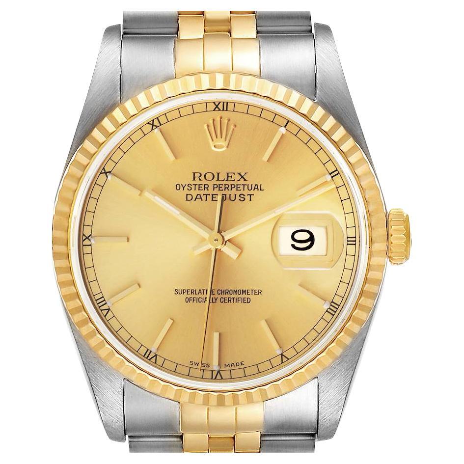 Rolex Datejust Steel Yellow Gold Diamond Men's Watch 16233 Box Papers ...