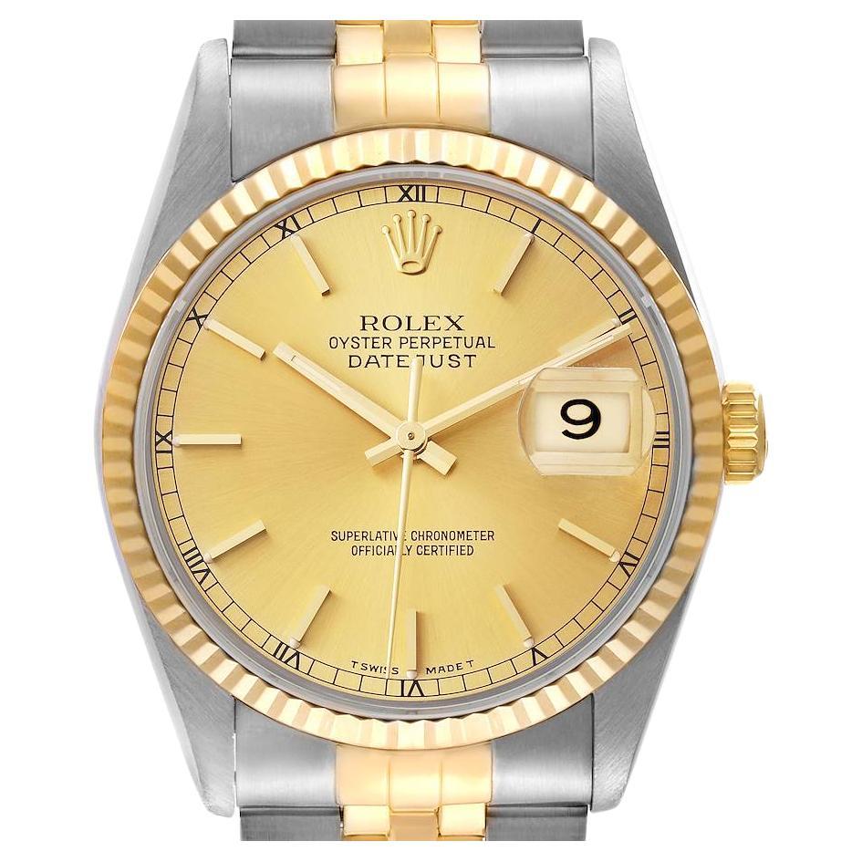 Rolex Datejust Stainless Steel Yellow Gold Mens Watch 16233 Box Papers ...