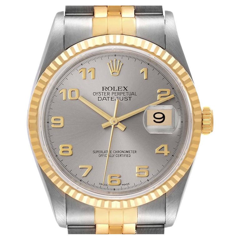 Rolex Datejust Stainless Steel Yellow Gold Mens Watch 16233 Box Papers ...
