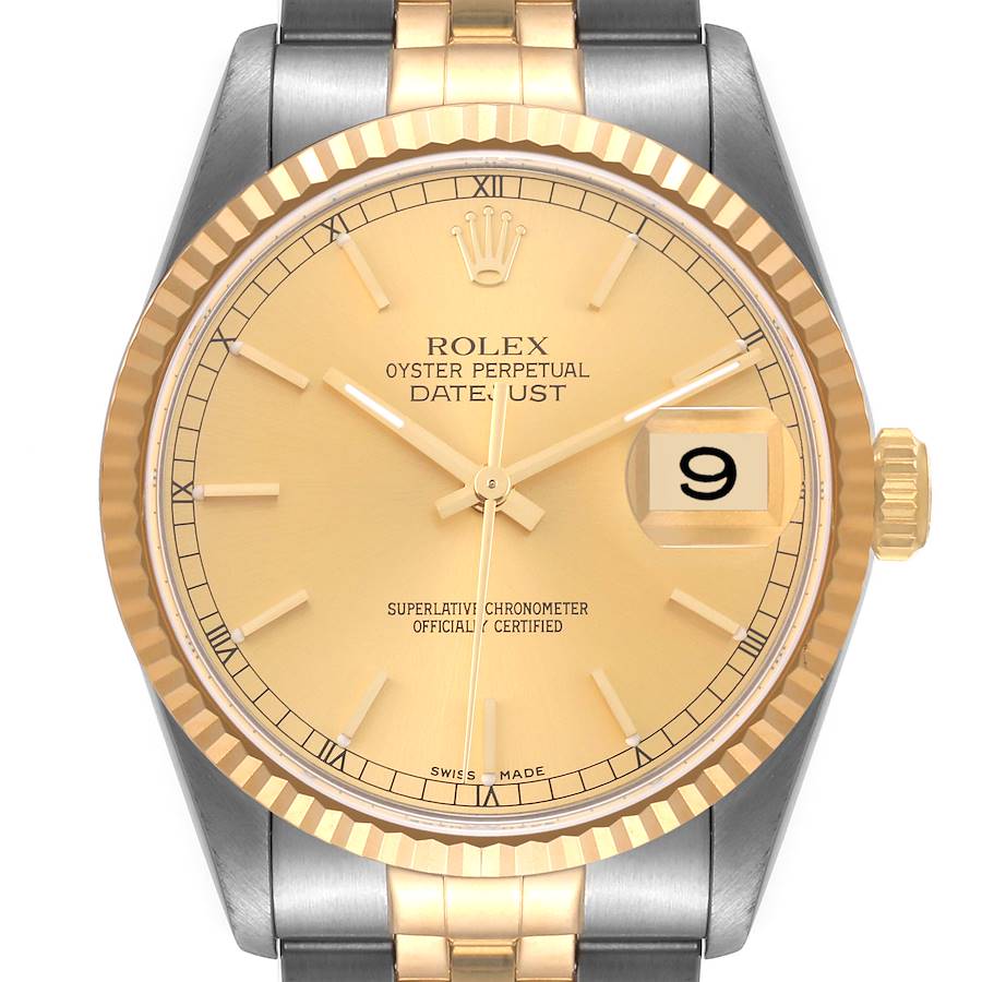 Rolex Datejust Stainless Steel Yellow Gold Mens Watch 16233 For Sale at ...