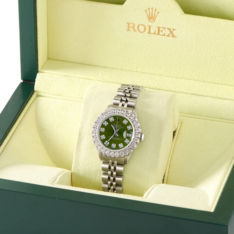 Rolex Datejust Steel Jubilee Watch 2 Carat Diamond Bezel / Royal Green ...