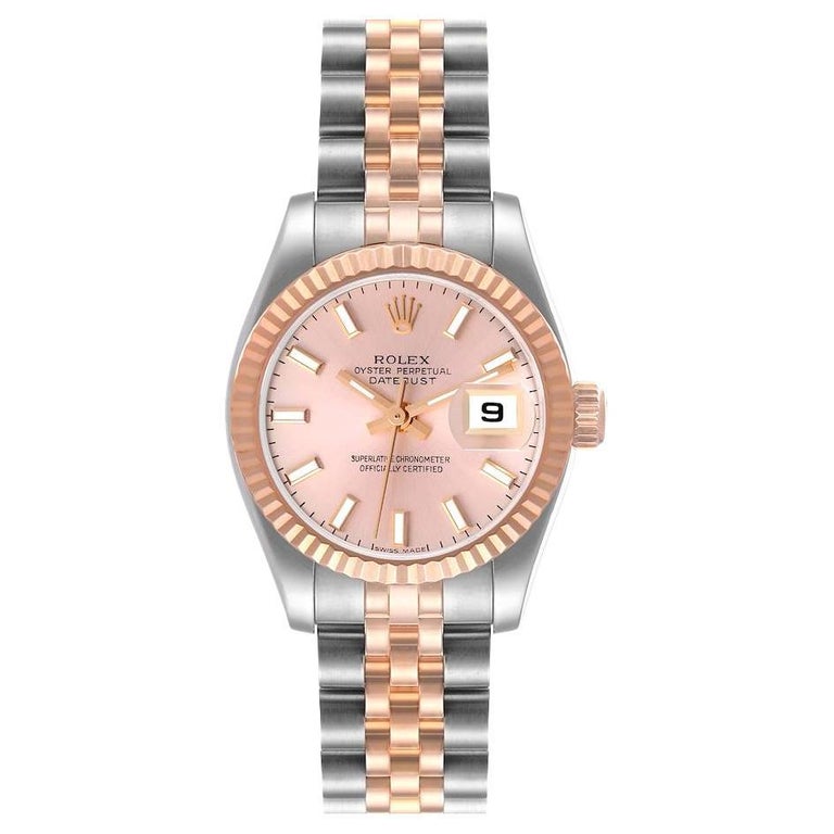 Rolex Datejust Steel Everose Gold Rose Dial Ladies Watch 179171 Box ...