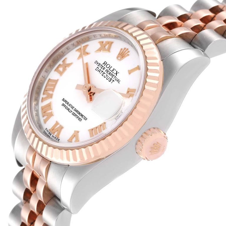 Rolex Datejust Steel Everose Gold White Dial Ladies Watch 179171 at 1stDibs