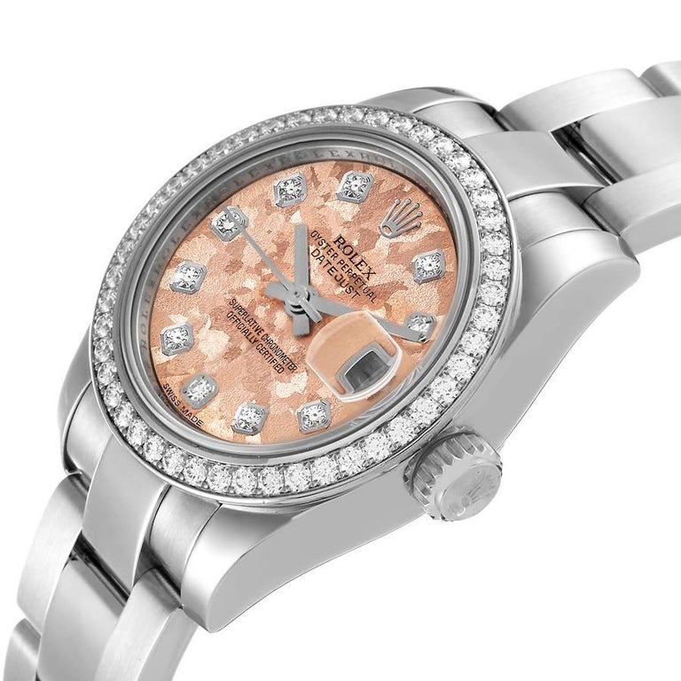 Rolex Datejust Steel Pink Gold Crystal Diamond Ladies Watch 179384 Box ...
