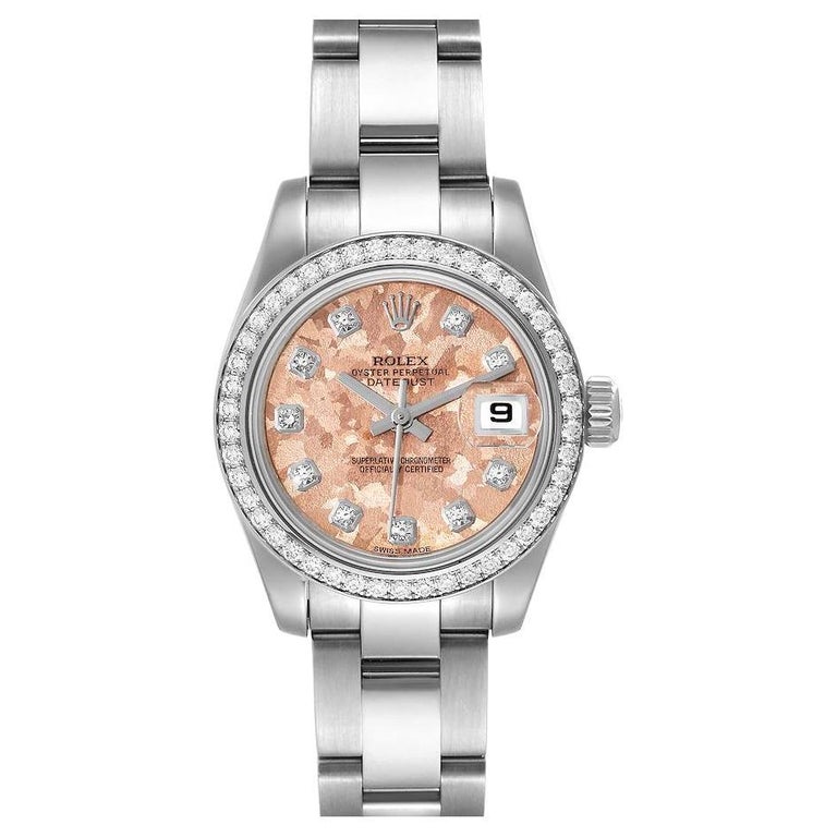 Rolex Datejust Steel Pink Gold Crystal Diamond Ladies Watch 179384 Box ...