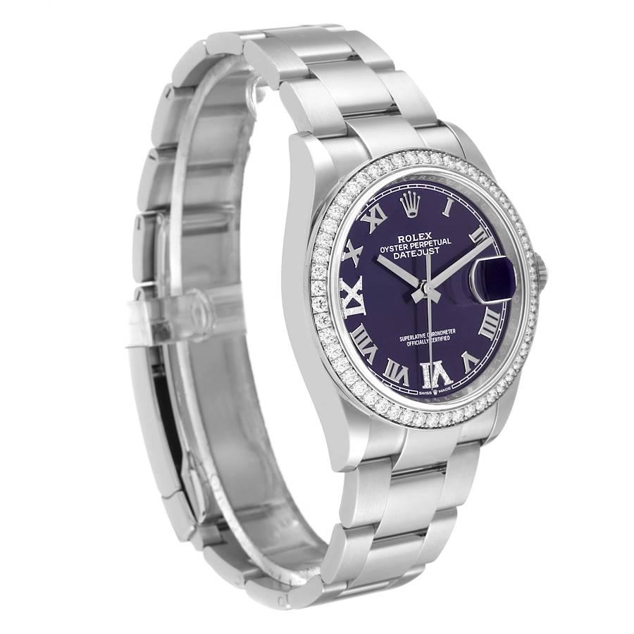 Rolex Datejust Steel Purple Diamond Dial Bezel Mens Watch 126284 at ...