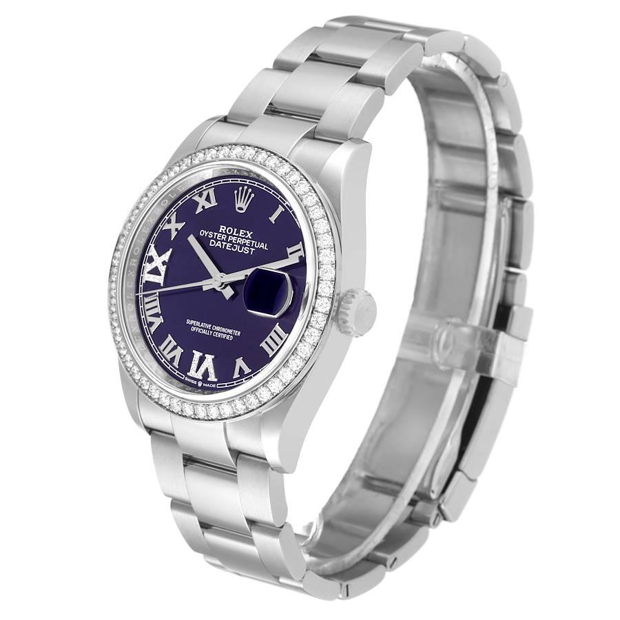 Rolex Datejust Steel Purple Diamond Dial Bezel Mens Watch 126284 at ...
