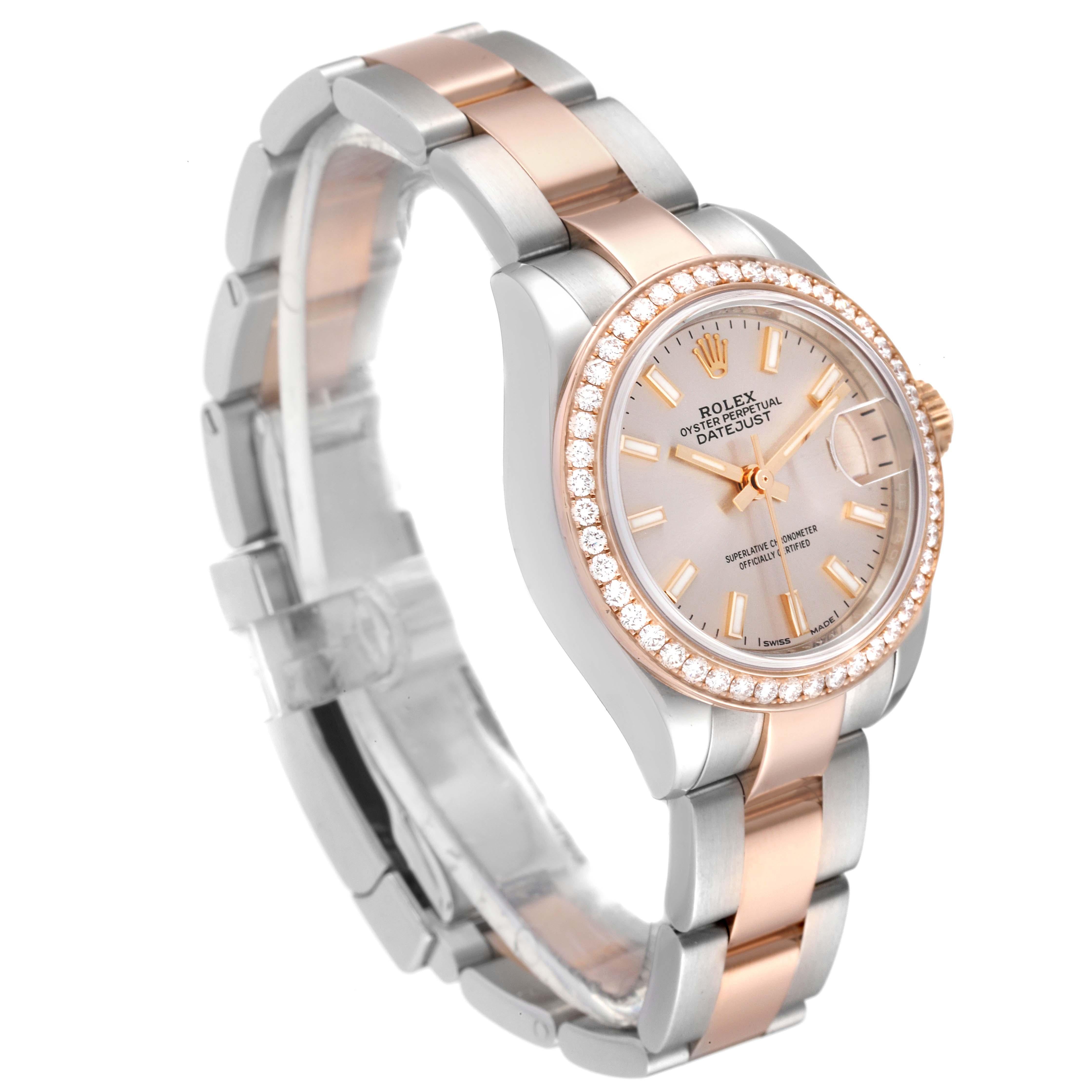 Rolex Datejust Steel Rose Gold Diamond Bezel Rose Dial Ladies Watch ...