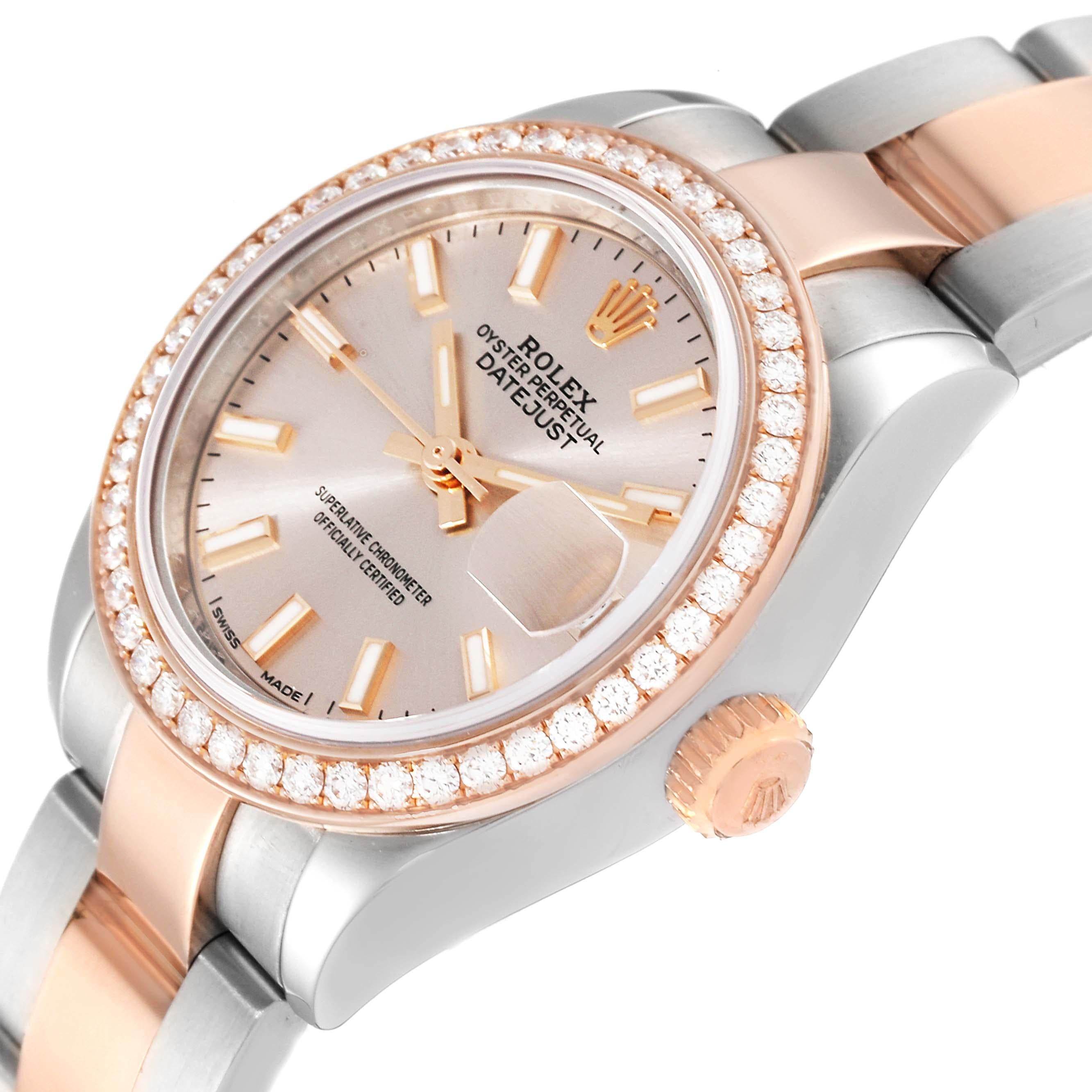 Rolex Datejust Steel Rose Gold Diamond Bezel Rose Dial Ladies Watch ...