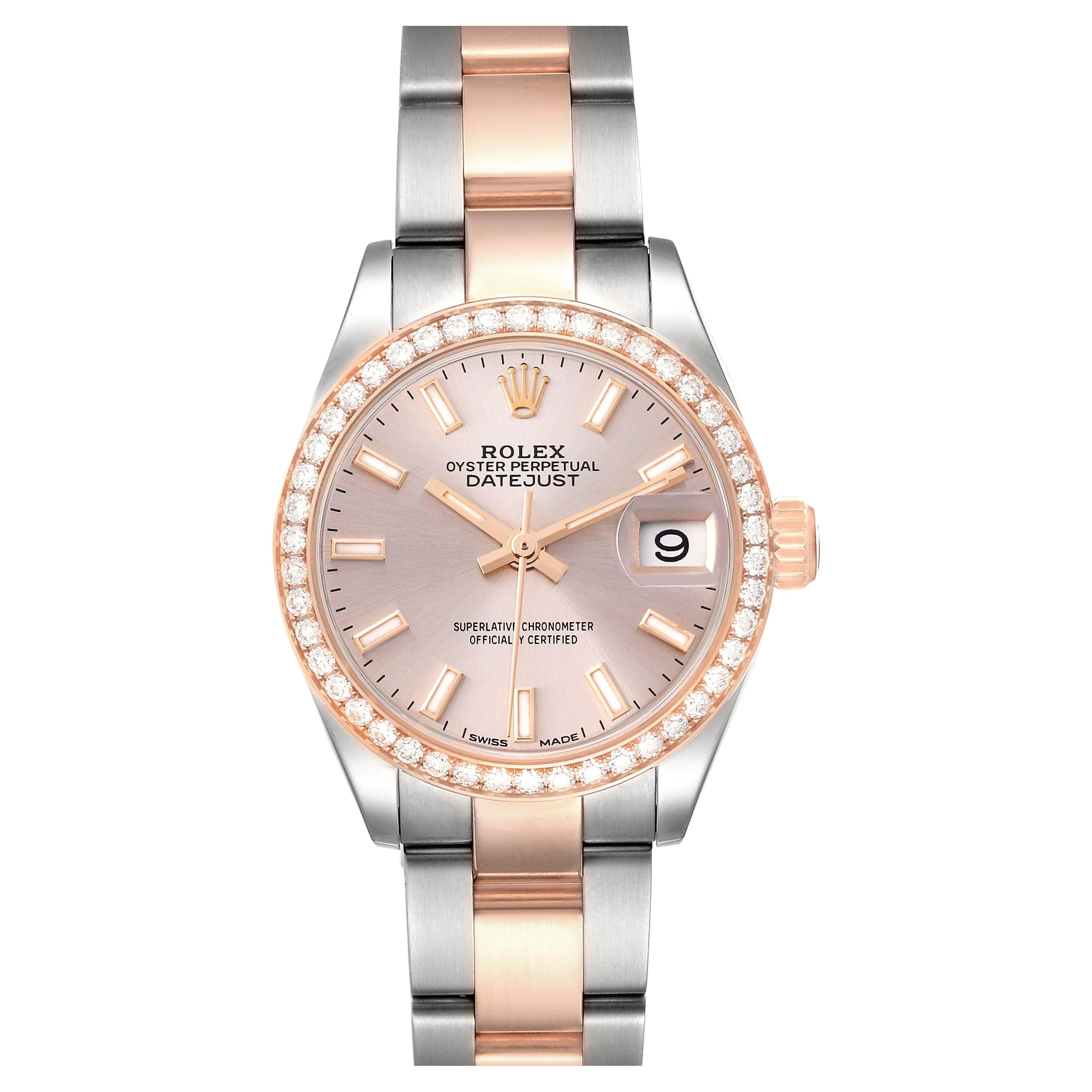 Rolex Datejust Steel Rose Gold Diamond Bezel Rose Dial Ladies Watch ...