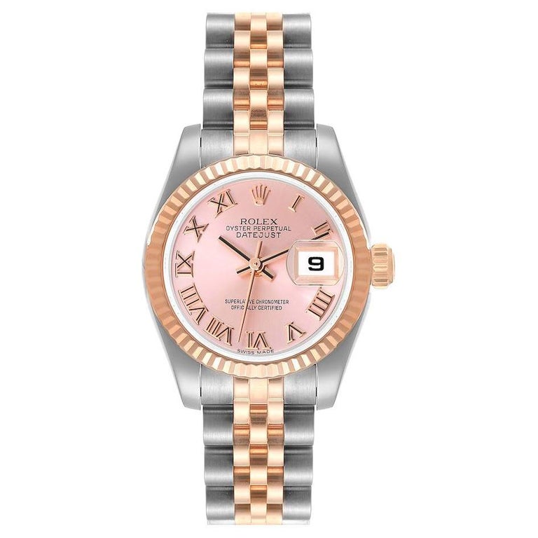 Rolex Datejust Steel Rose Gold Rose Dial Ladies Watch 179171 For Sale ...