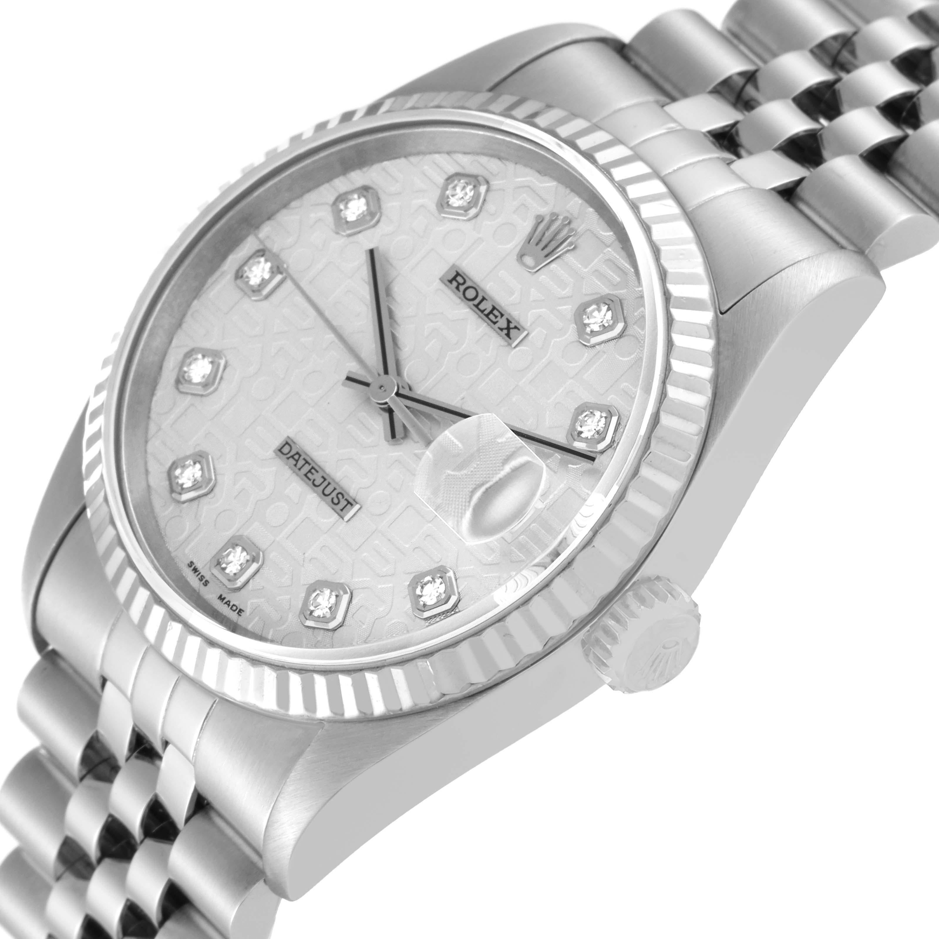 Rolex Datejust Steel White Gold Anniversary Diamond Dial Mens Watch ...