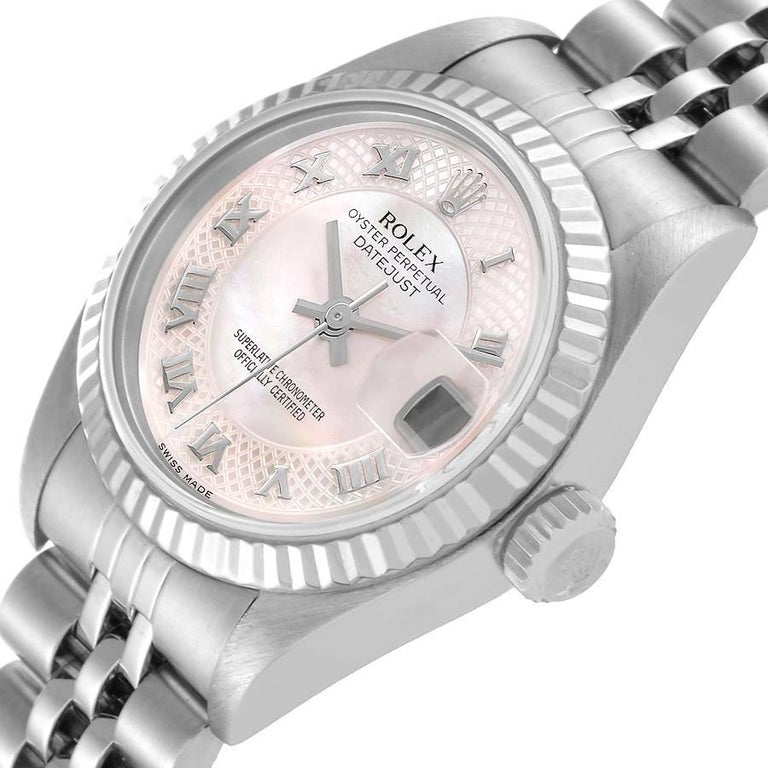 Rolex Datejust Steel White Gold Decorated Mother of Pearl Ladies Watch ...