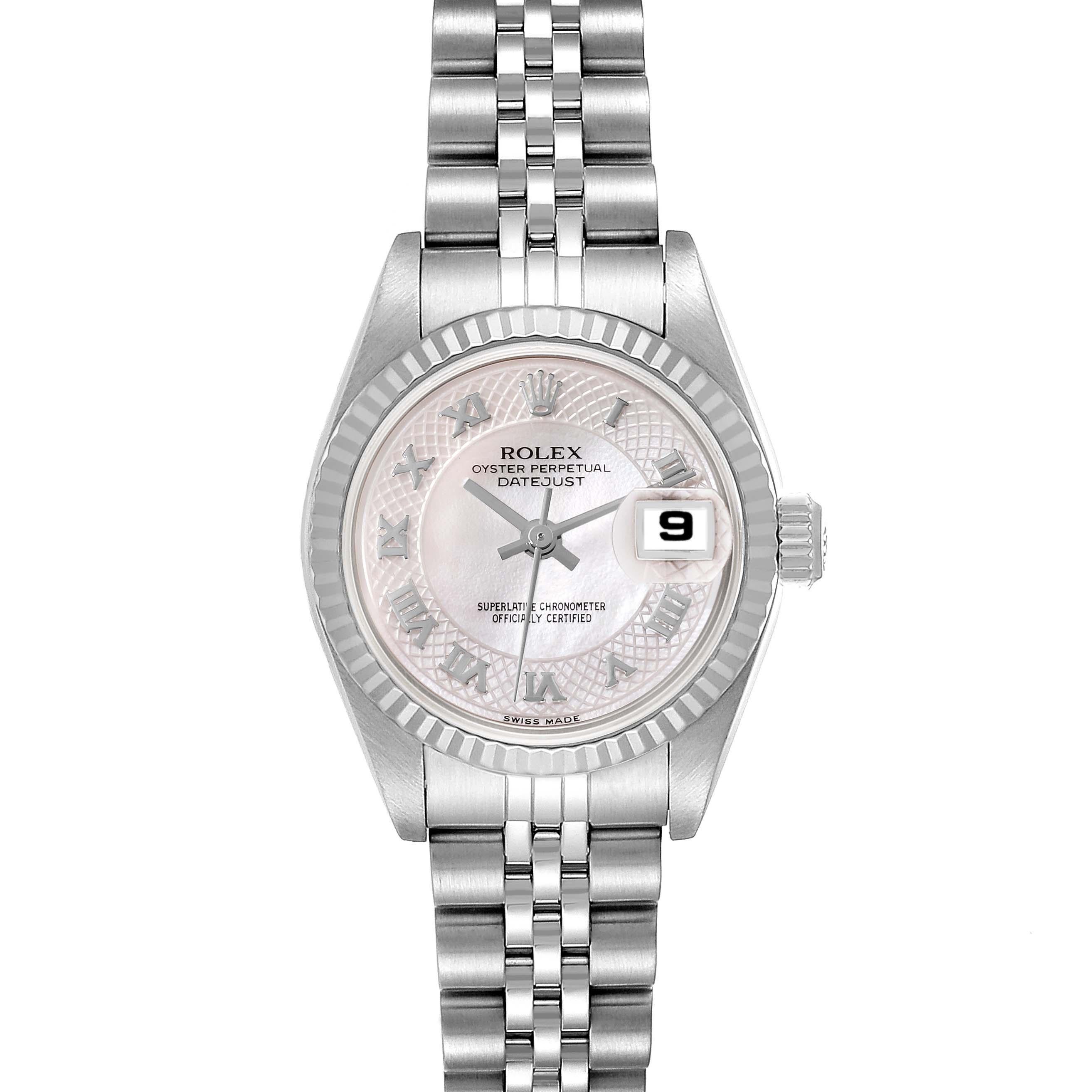 Rolex Datejust Steel White Gold Decorated Mother Of Pearl Ladies Watch ...