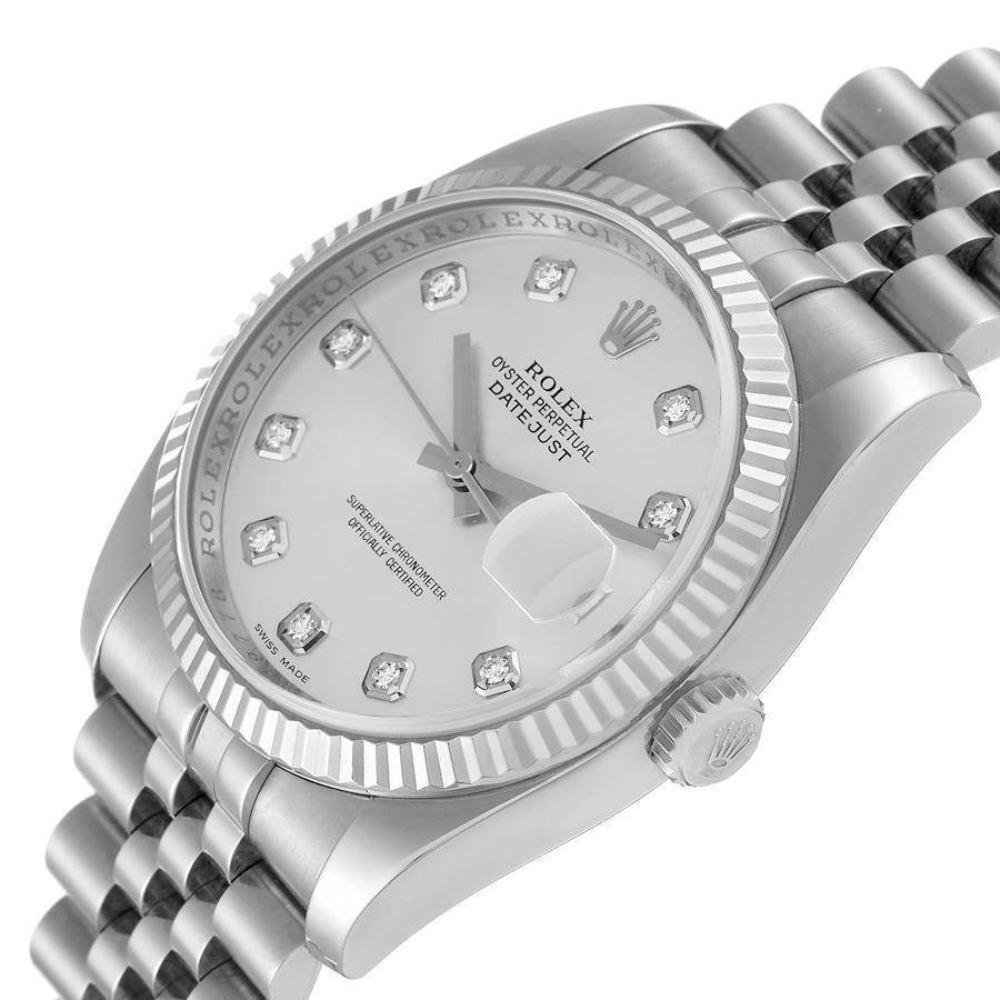 Rolex Datejust Steel White Gold Diamond Dial Mens Watch 116234 For Sale ...