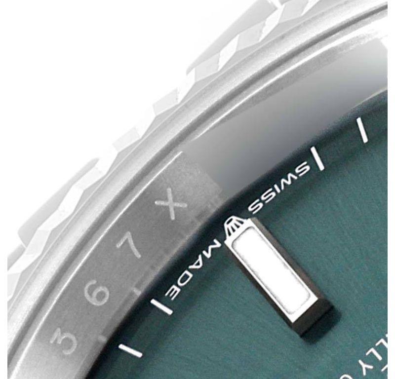 Rolex Datejust Steel White Gold Mint Green Dial Mens Watch 126234 Box ...