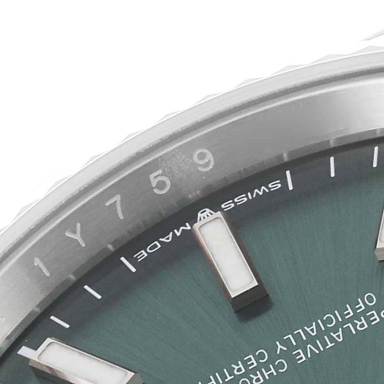 Rolex Datejust Steel White Gold Mint Green Dial Mens Watch 126234 Box ...
