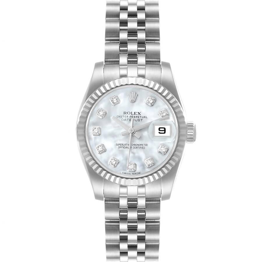 Rolex Datejust Steel White Gold Mop Diamond Ladies Watch 179174 For ...