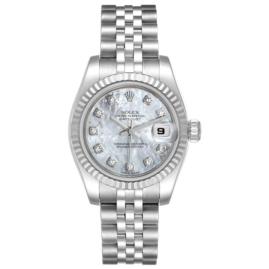 Rolex Datejust Steel White Gold Rhodium Roman Dial Ladies Watch 179174 ...