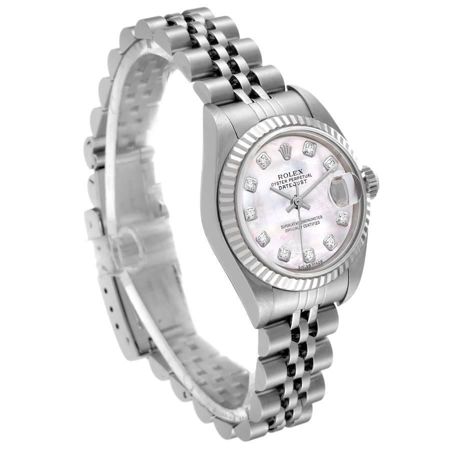 Rolex Datejust Steel White Gold Mother of Pearl Diamond Dial Ladies ...