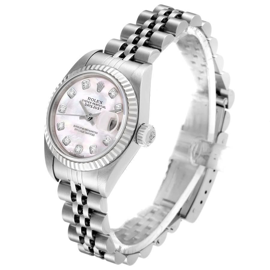 Rolex Datejust Steel White Gold Mother of Pearl Diamond Dial Ladies ...