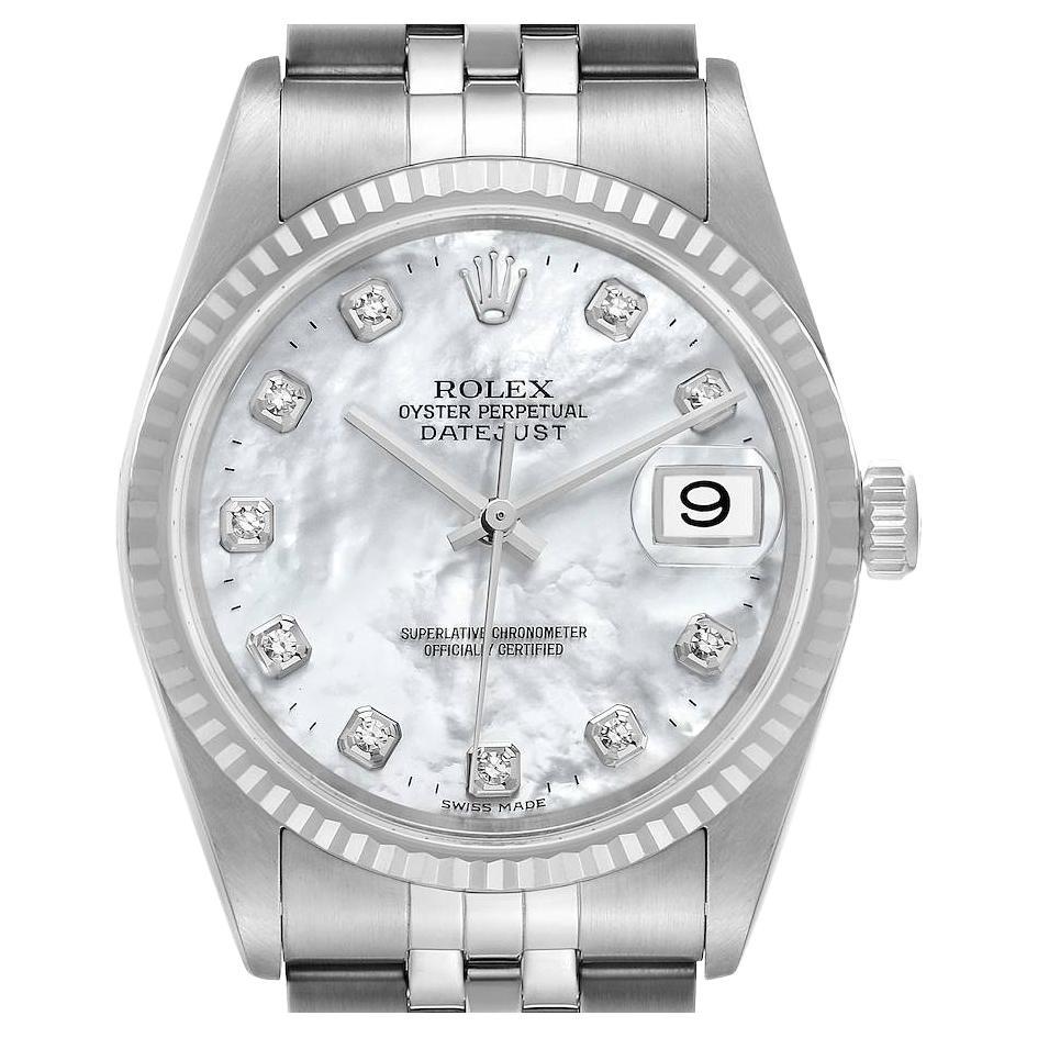 Rolex Datejust Rose Gold/Steel White Mother of Pearl Diamond Dial Watch ...