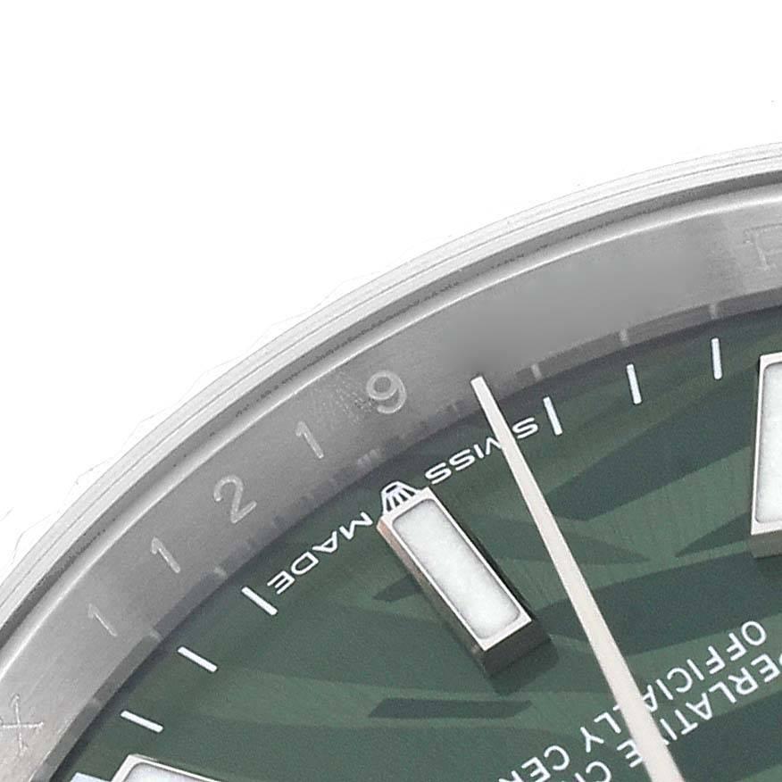 Rolex Datejust Steel White Gold Olive Green Palm Dial Mens Watch 126234 ...