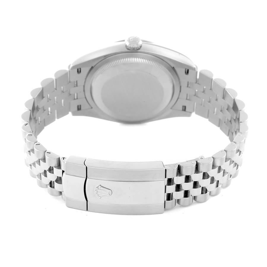 Rolex Datejust Steel White Gold Olive Green Palm Dial Mens Watch 126234 ...