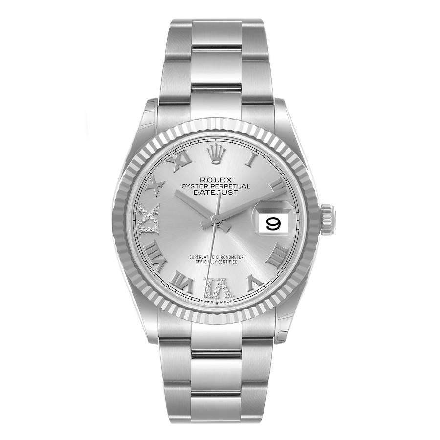 Rolex Datejust Steel White Gold Silver Dial Diamond Watch 126234 Unworn ...