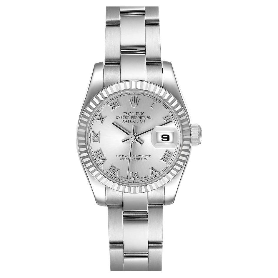 Rolex Datejust 26 Steel White Gold Silver Dial Ladies Watch 79174 Box ...