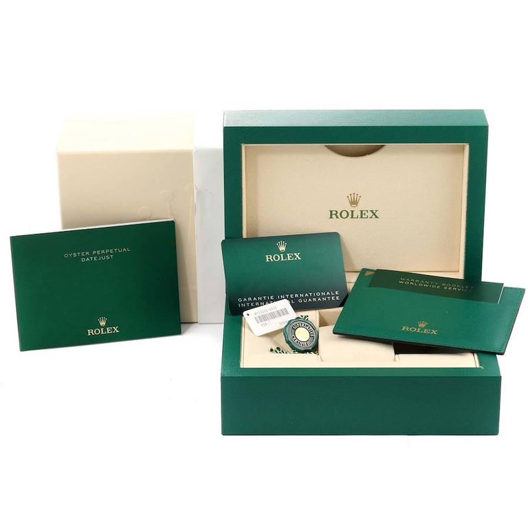 Rolex Datejust Steel White Gold Silver Dial Mens Watch 126234 Box Card ...
