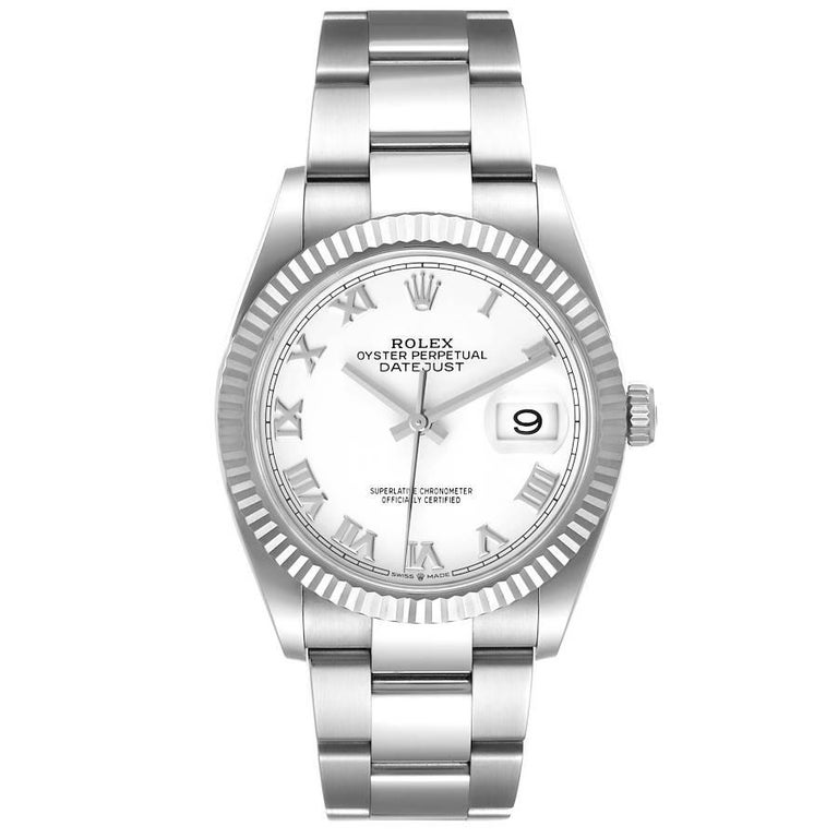 Rolex Datejust Steel White Gold Silver Dial Mens Watch 126234 Box Card ...