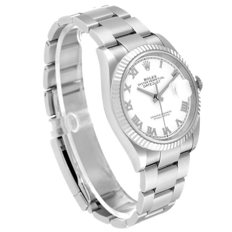 Rolex Datejust Steel White Gold Silver Dial Mens Watch 126234 Box Card ...